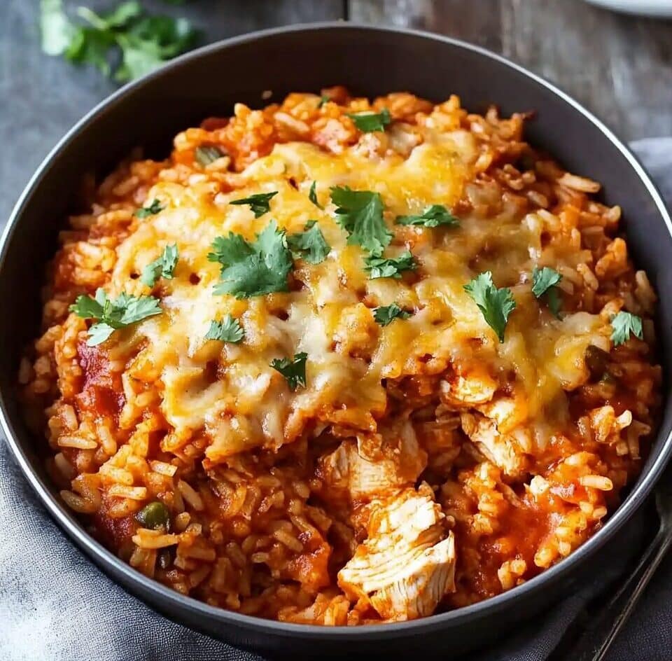 One Pot Chicken Enchilada Rice Casserole